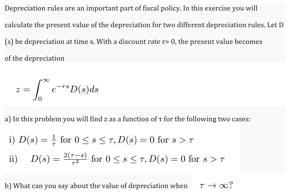 Solved Depreciation rules are an important part of fiscal | Chegg.com