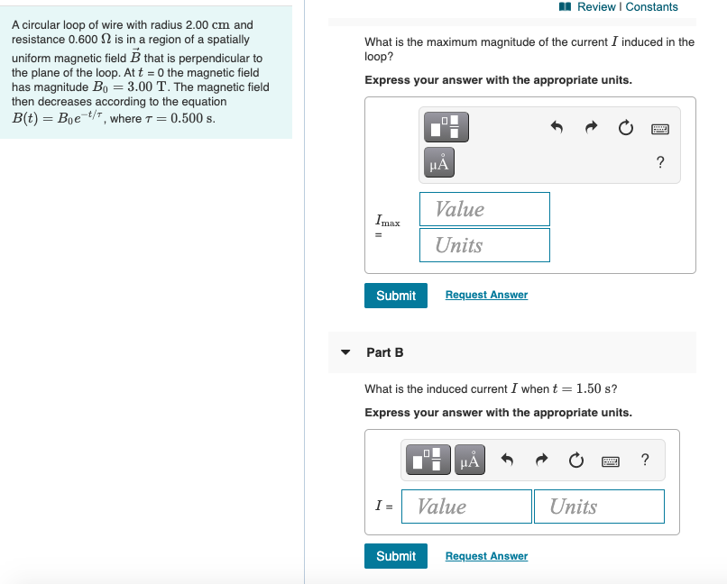 Solved Review | Constants A circular loop of wire with | Chegg.com