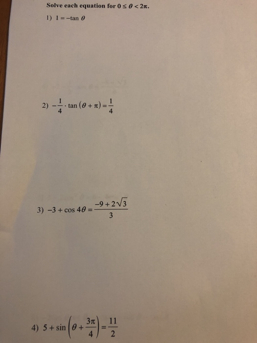 Solved Solve each equation for 0 θ