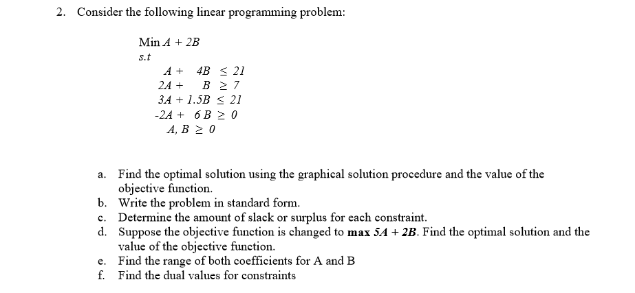 Solved Consider The Following Linear Programming Problem 2