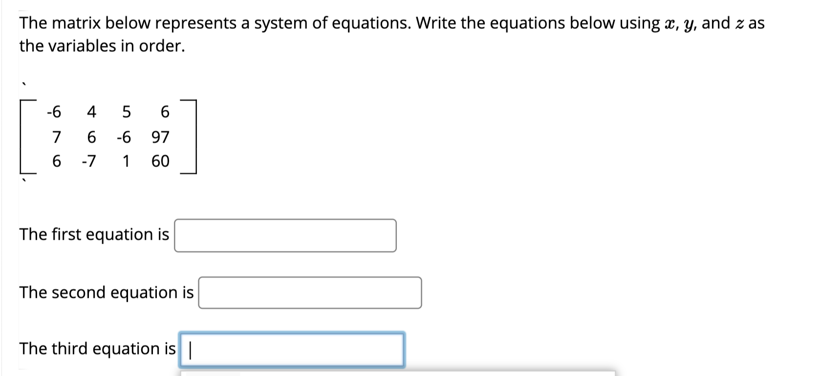 Solved The matrix below represents a system of equations. | Chegg.com