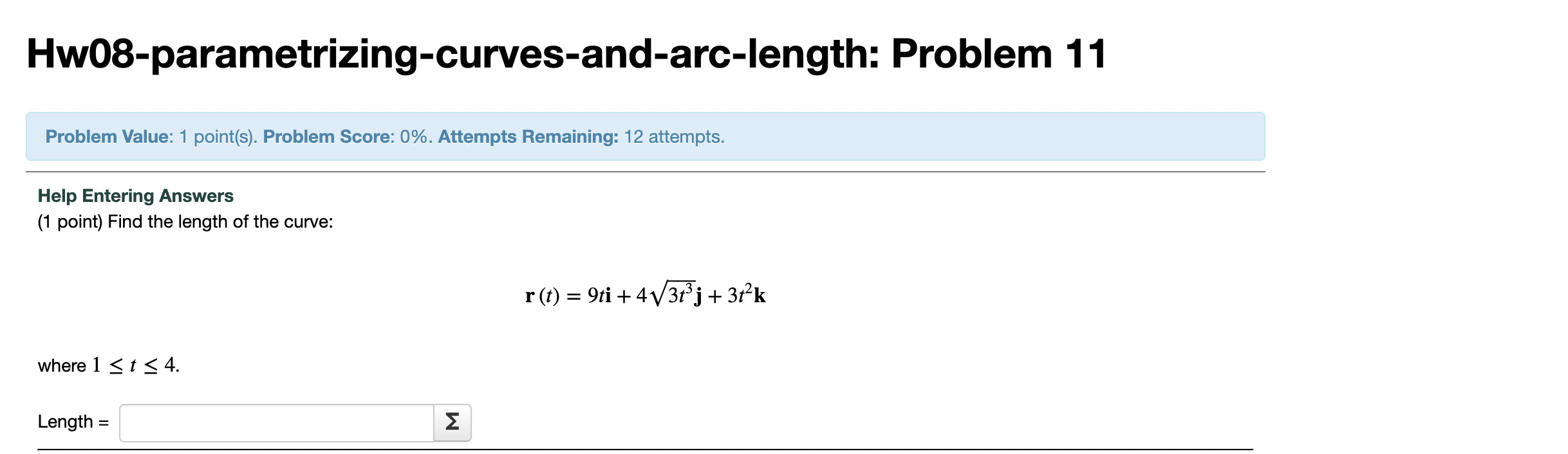 Solved Hw08-parametrizing-curves-and-arc-length: Problem 11 | Chegg.com