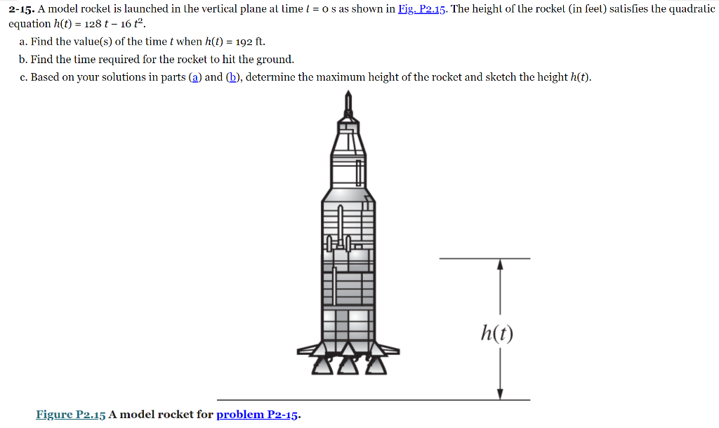 Solved 2-15. A model rocket is launched in the vertical | Chegg.com