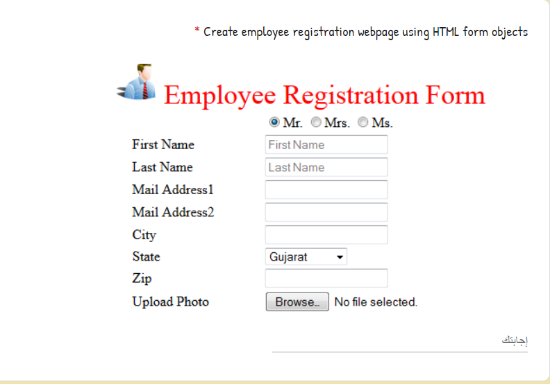 Solved Create Employee Registration Webpage Using HTML Chegg