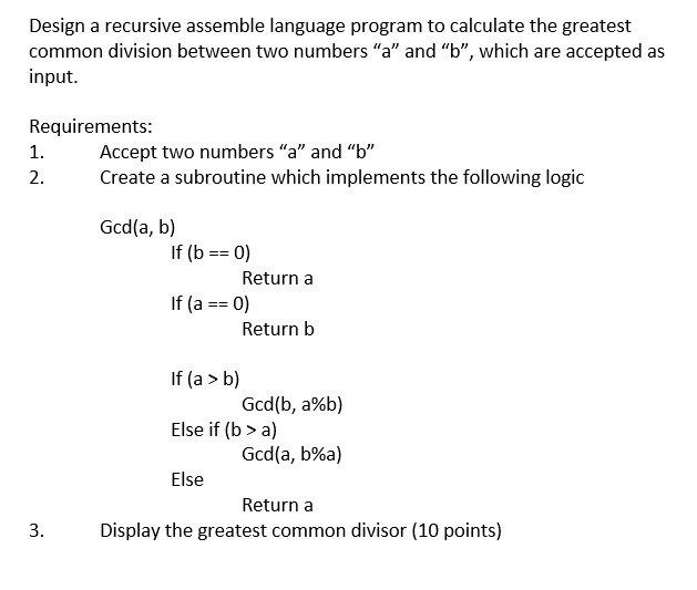 Design a recursive assemble language program to | Chegg.com