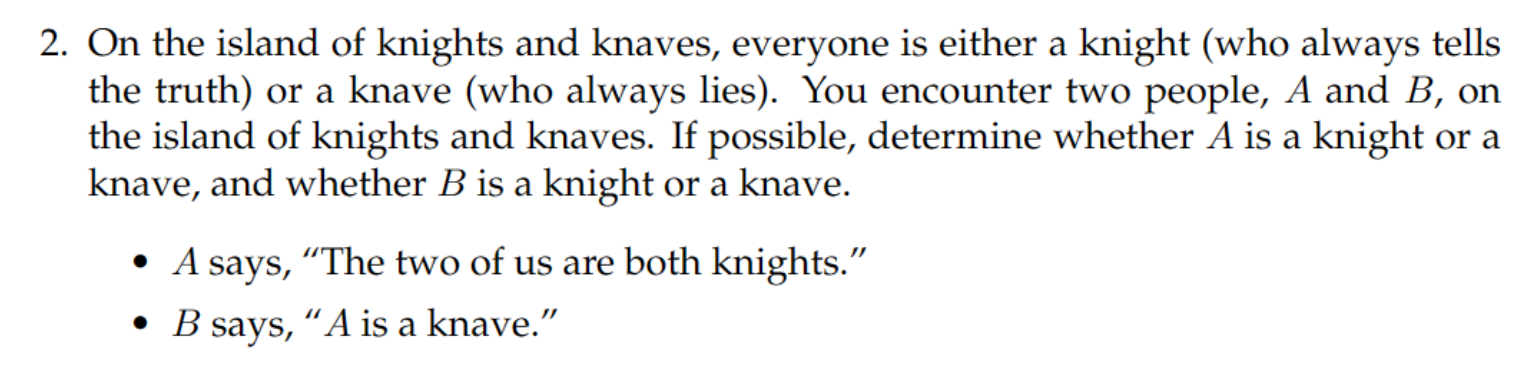 Solved On the island of knights and knaves, everyone is | Chegg.com