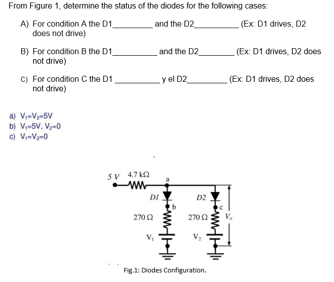 Solved From Figure 1, determine the status of the diodes for | Chegg.com