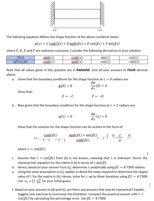 Solved XL The following equation defines the shape function | Chegg.com
