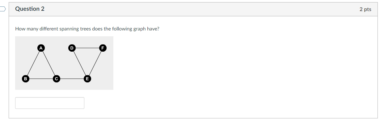 Solved Question 2 2 pts How many different spanning trees | Chegg.com
