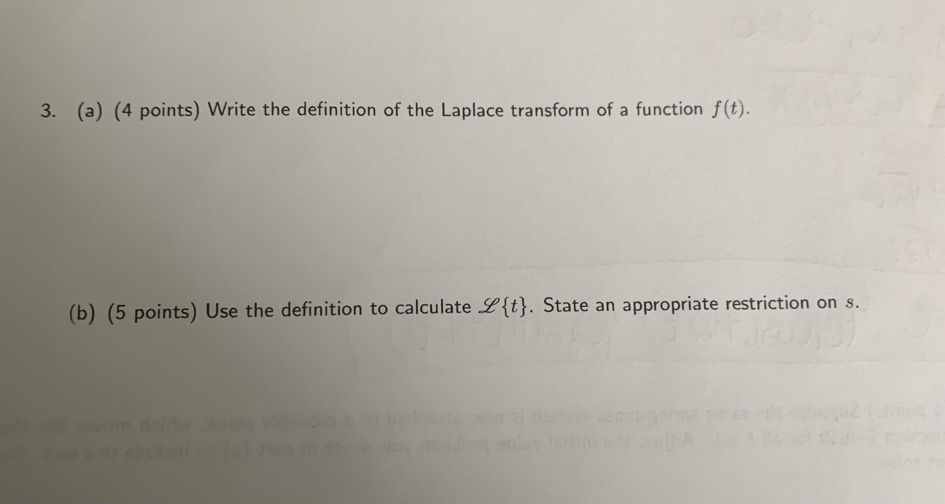 Solved 3. (a) (4 points) Write the definition of the Laplace | Chegg.com