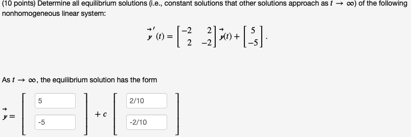Solved Determine all equilibrium solutions (i.e., constant | Chegg.com