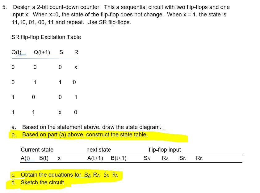 Solved 5. Design a 2-bit count-down counter. This a | Chegg.com