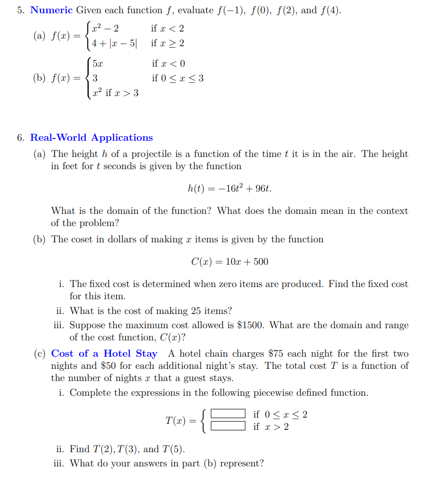 Solved 5. Numeric Given each function f, evaluate | Chegg.com
