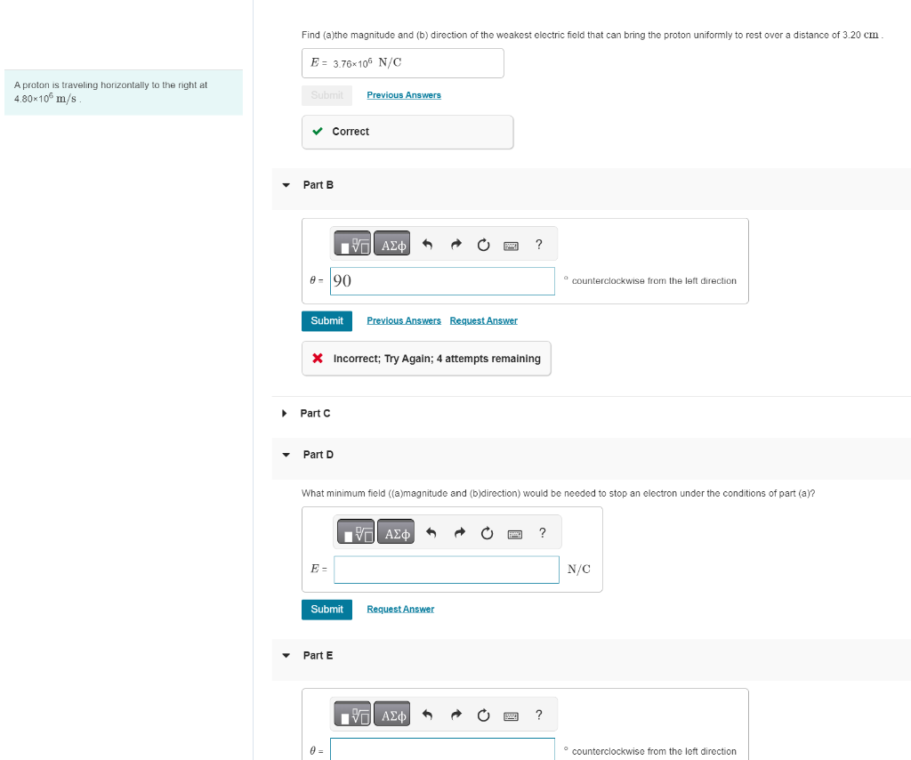 Solved A proton is traveling horizontally to the right at | Chegg.com