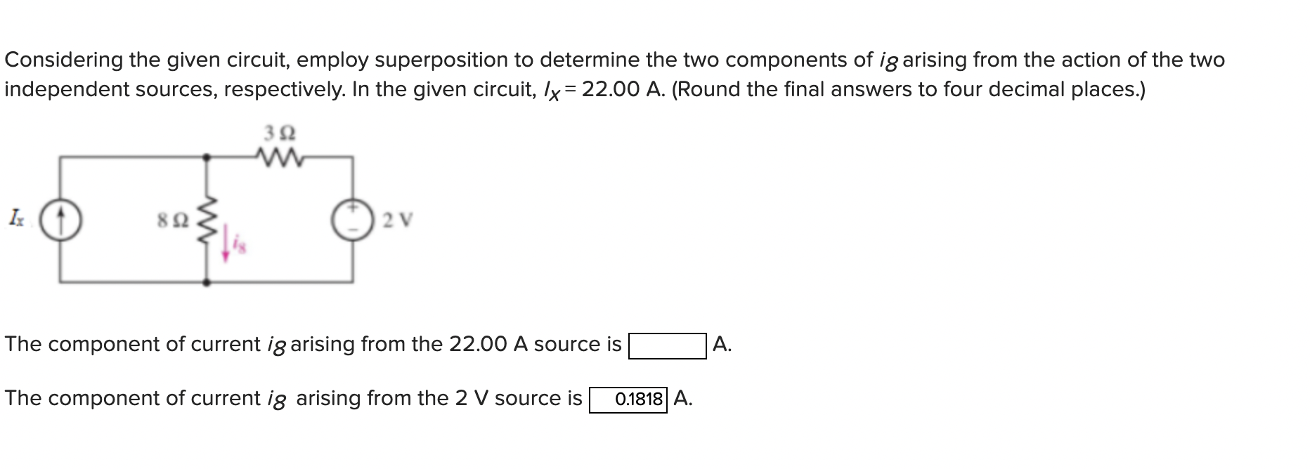 Solved Considering the given circuit, employ superposition | Chegg.com