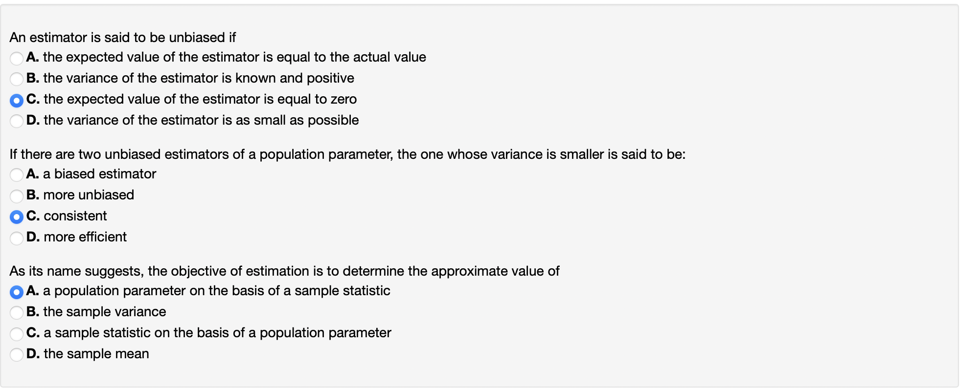 Solved An estimator is said to be unbiased if A. the | Chegg.com