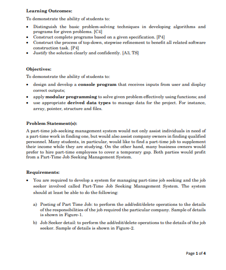 Solved Learning Outcomes: To demonstrate the ability of | Chegg.com