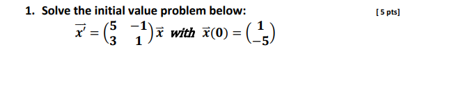 Solved 1. Solve the initial value problem below: [5 pts] | Chegg.com