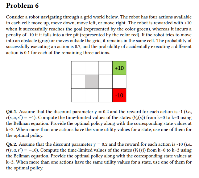 Solved Consider a robot navigating through a grid world | Chegg.com
