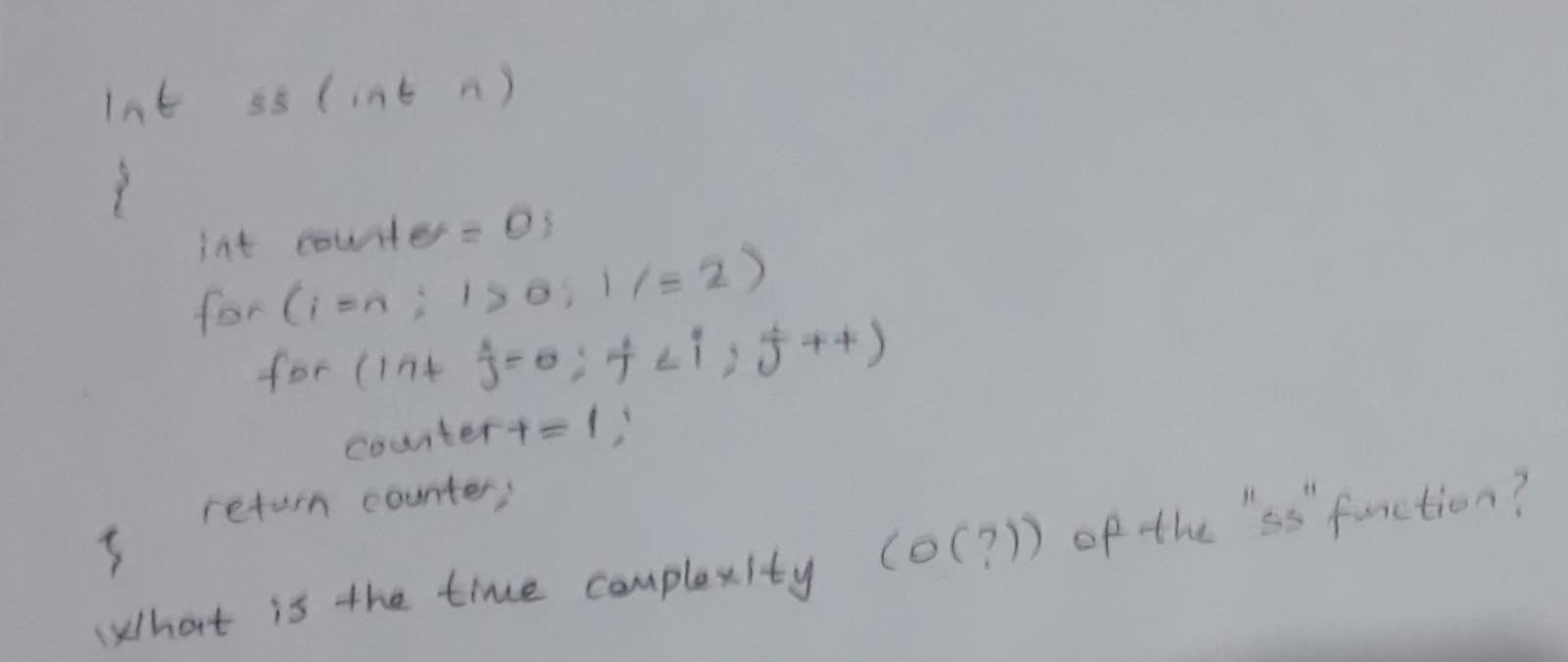Solved int 35 lint n) int counter = 0 for (in; iso, 11=2) | Chegg.com