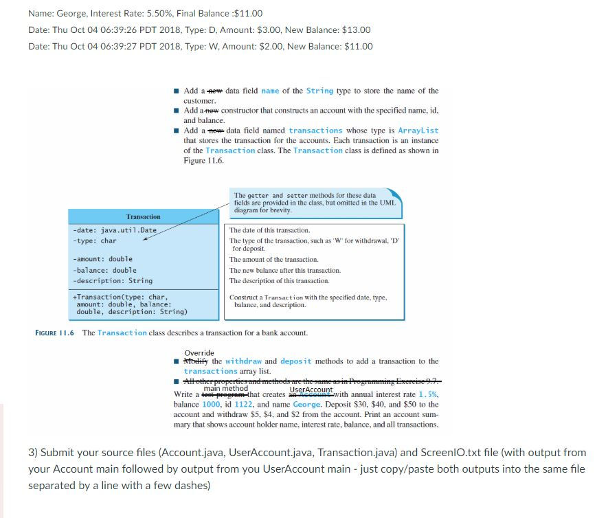 Solved 2) Next create a class UserAccount that extends your | Chegg.com