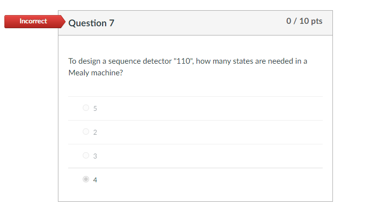 Solved To design a sequence detector "110", how many states | Chegg.com