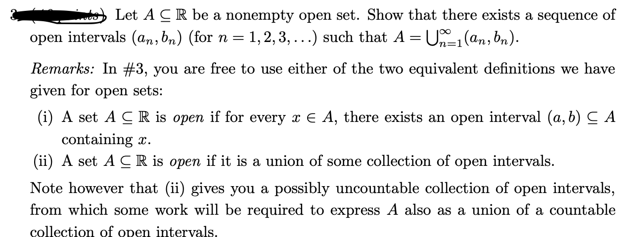 Solved Let A CR be a nonempty open set. Show that there | Chegg.com