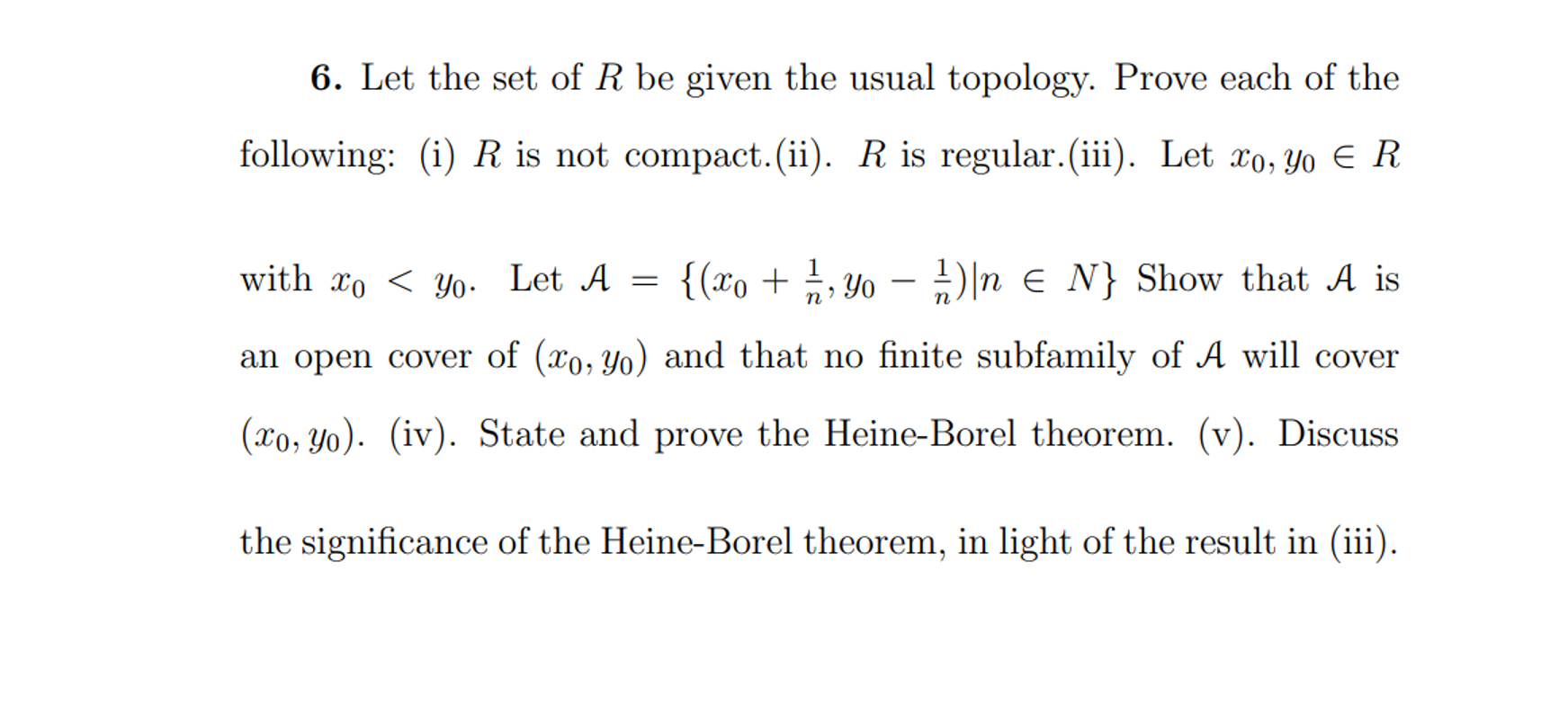Solved Let the set of R ﻿be given the usual topology. Prove | Chegg.com