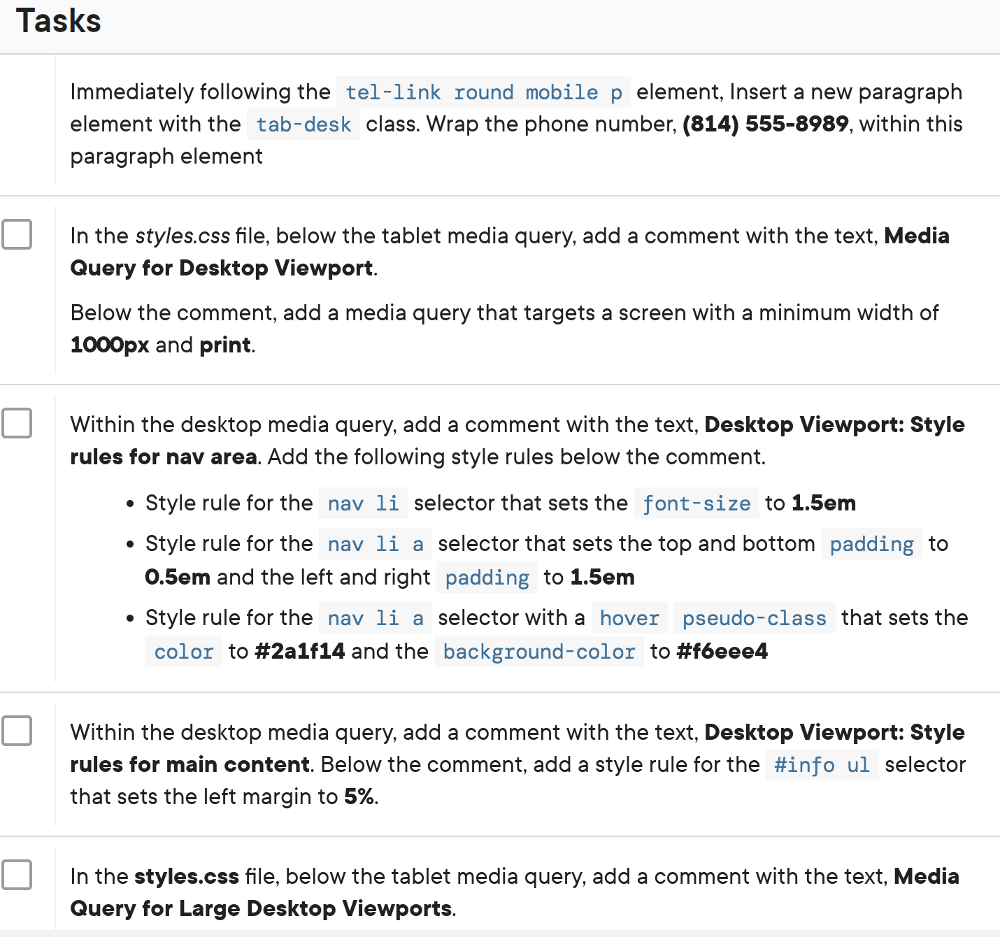 Solved C6 In the Lab 2: Creating Media Queries for the Wild | Chegg.com