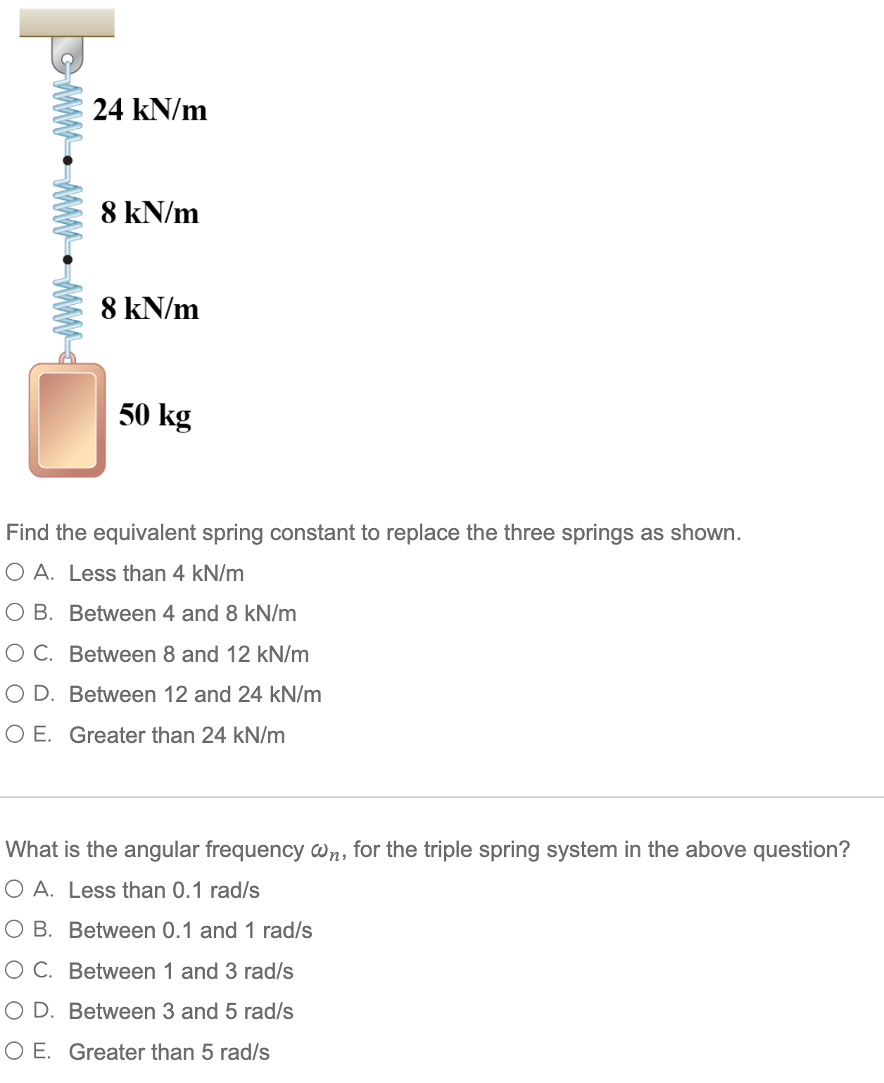 Solved Find the equivalent spring constant to replace the | Chegg.com
