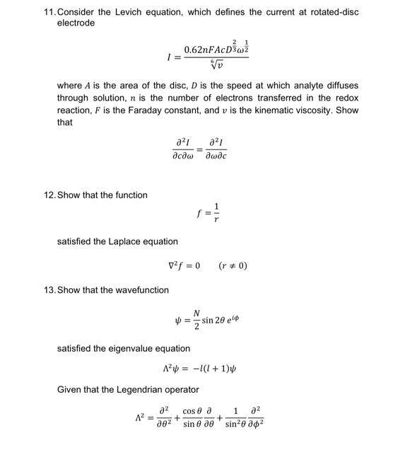 Solved 11. Consider the Levich equation, which defines the | Chegg.com