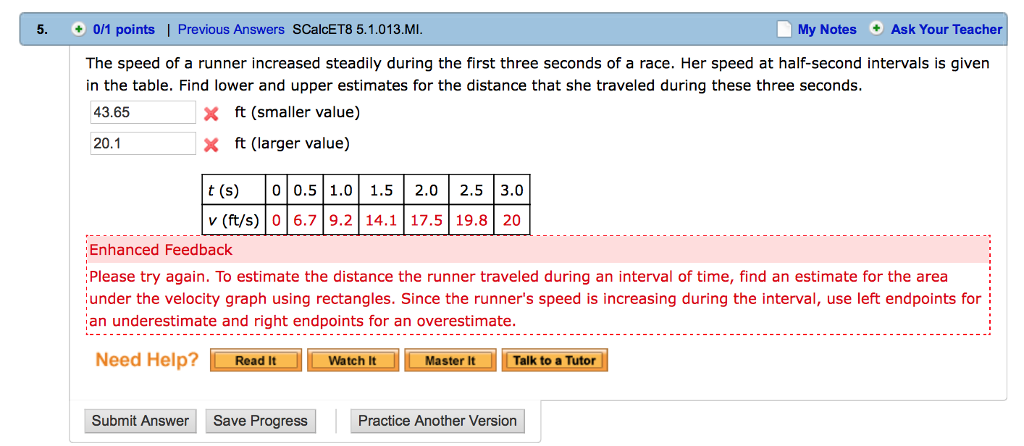 Solved 5. 0/1 points | Previous Answers SCalcET8 5.1.013.MI | Chegg.com