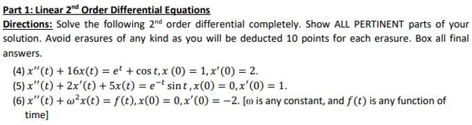 Solved Linear 2nd order differential equations Hello! | Chegg.com