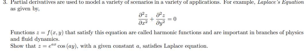 Solved 3. Partial derivatives are used to model a variety of | Chegg.com