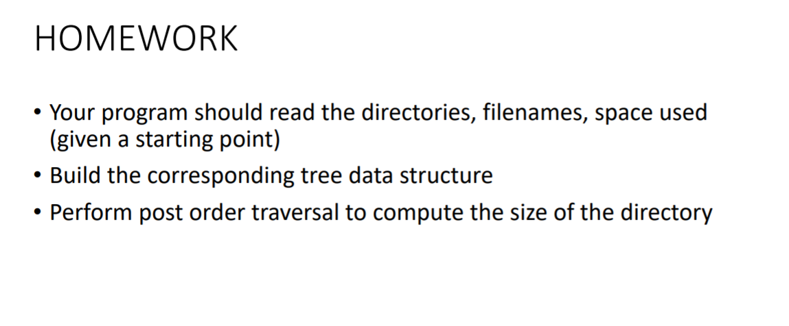 Example application for post order traversal Example | Chegg.com