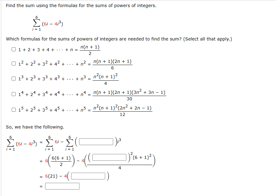 Solved Find the sum using the formulas for the sums of | Chegg.com