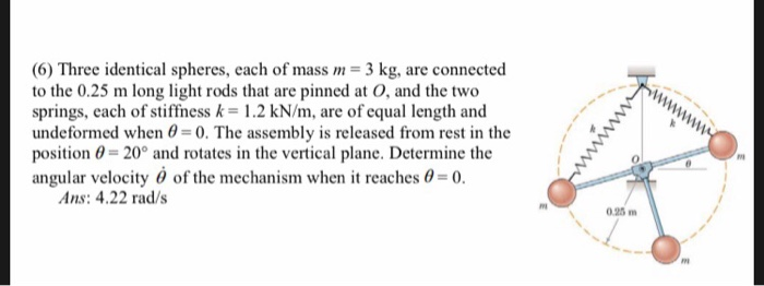 Solved (6) Three identical spheres, each of mass m-3 kg, are | Chegg.com