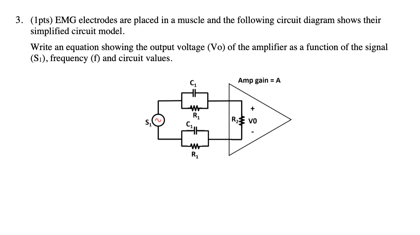 Solved (1pts) EMG electrodes are placed in a muscle and the | Chegg.com