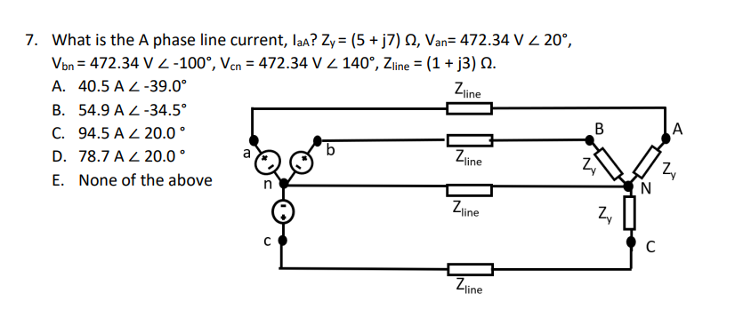 Solved What is the A phase line current, laA ? | Chegg.com
