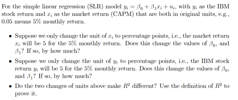 Solved For the simple linear regression (SLR) model yi = Be | Chegg.com