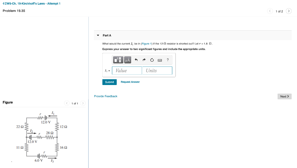Solved a) What would the current I1I1 be in (Figure 1) if | Chegg.com