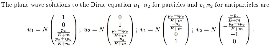 The plane wave solutions to the Dirac equation ul, u2 | Chegg.com
