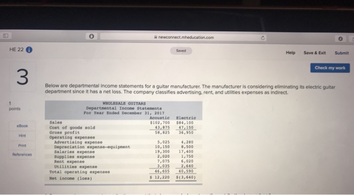 Solved HE 22 6 Saved Help Save&Exit Sutbmit Check my work 3 | Chegg.com