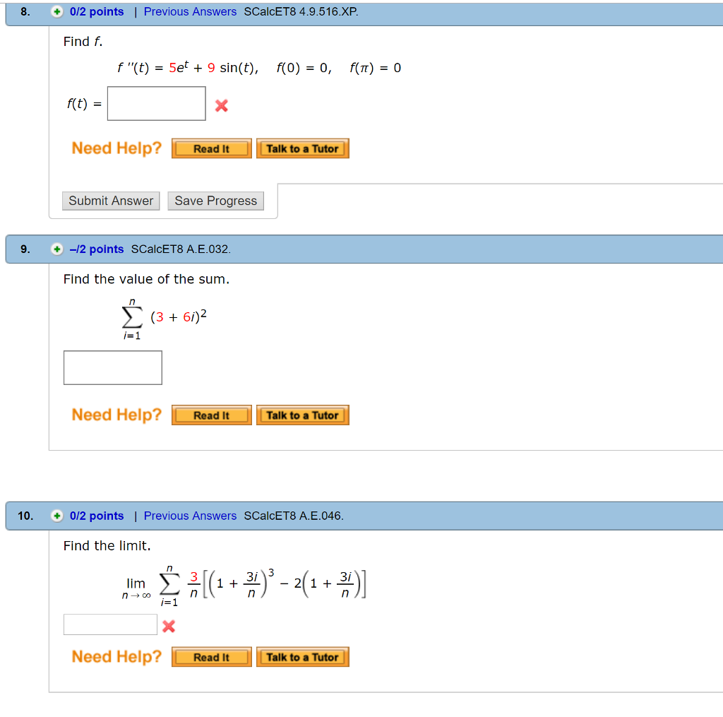 Solved 8. ÷ 0/2 points ! Previous Answers SCalcET8 4.9.51 | Chegg.com