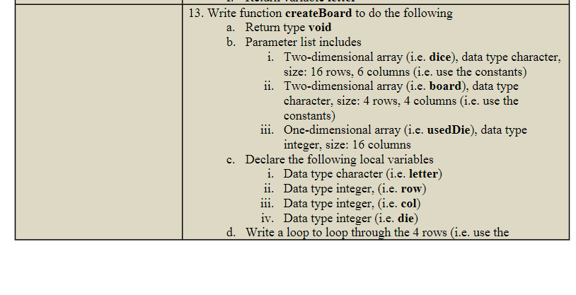Solved Roll Dice function add on for my Boggle Board in C | Chegg.com