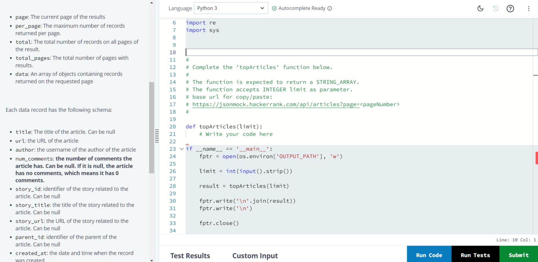 Solved Language Python 3 Autocomplete Ready 2 Top Articles Chegg
