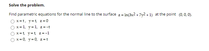 Solved Find parametric equations for the normal line to | Chegg.com