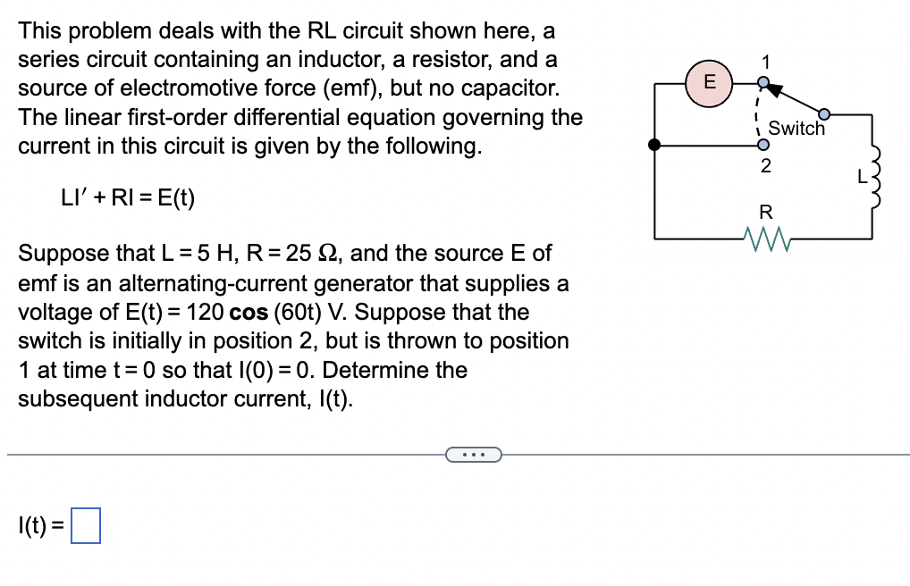 Solved This problem deals with the RL circuit shown here, | Chegg.com