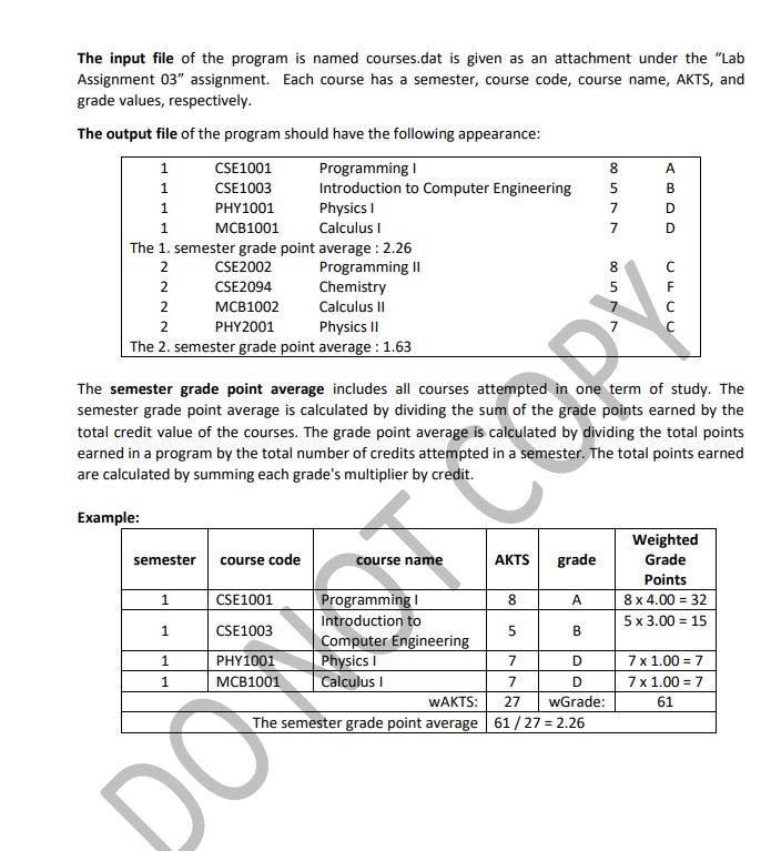 Solved Write a program that reads the course information of | Chegg.com