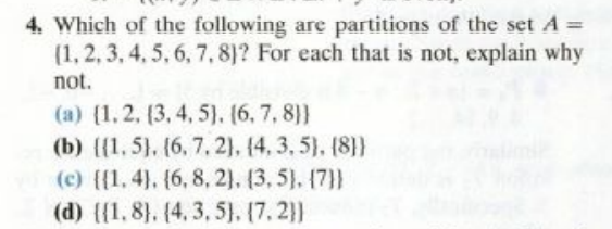 Solved 4. Which of the following are partitions of the set | Chegg.com